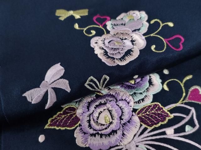 平和屋着物○女性 行灯袴 総刺繍 花唐草文 葡萄色 卒業式 洗える