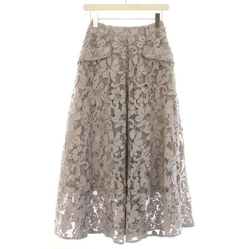 アメリヴィンテージ Ameri VINTAGE ANTHESIS LACE SKIRT アンテシスレーススカート フレア マキシ ロング 花柄 F 紫 パープル 02919200030 /BB ...