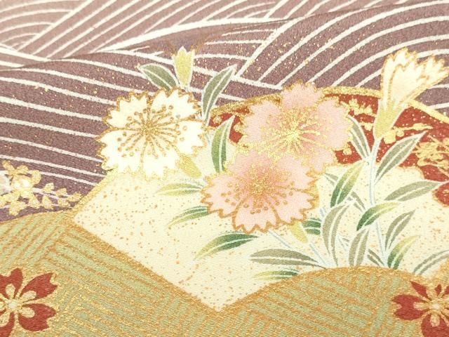 平和屋着物○女性 行灯袴 総刺繍 花唐草文 葡萄色 卒業式 洗える