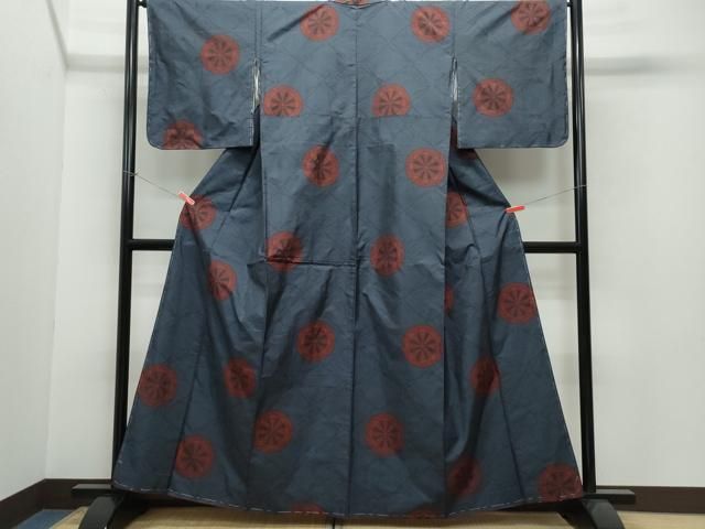 平和屋着物○本場大島紬 9マルキ 泥染め 地紙重ね吉祥文 正絹