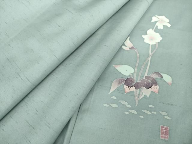 平和屋着物○本加賀友禅 岡本幸治監修 白山紬 色無地 蒸栗色