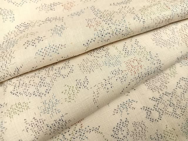 平和屋着物●本場結城紬　重要無形文化財　100亀甲　渡り橋草花籬文　正絹　逸品　AABD6560ph 平和屋着物○本場結城紬 重要無形文化財 100亀甲 草花文 正絹 逸品