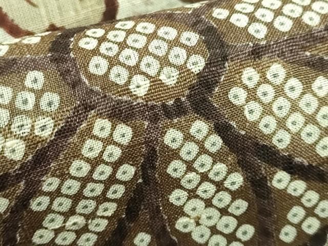 平和屋本店□極上 夏物 摺型友禅 京都 多ち花 全通柄袋帯 生紬地 微古