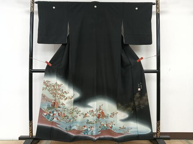 平和屋本店□極上 人間国宝 五代 田畑喜八 色留袖 刺繍 藍 風景花