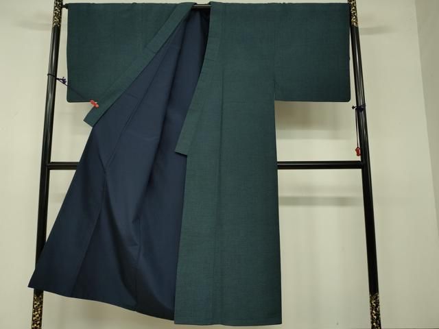 平和屋着物▽男性 紬 単衣 霞文 深川鼠色 正絹 逸品 DAAT9827az