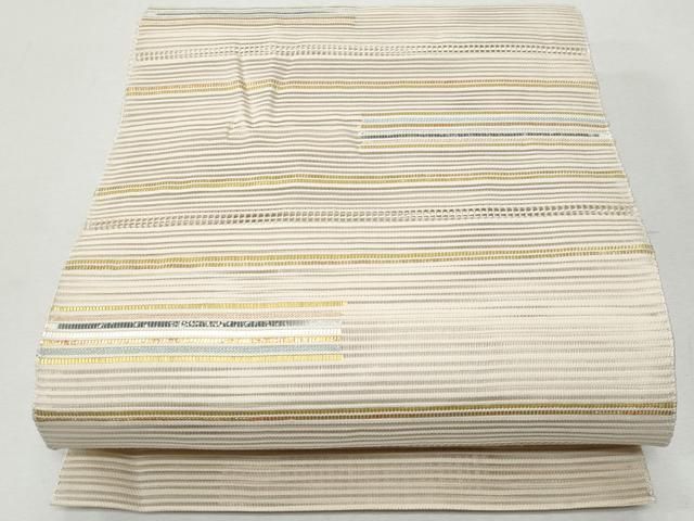 平和屋着物○九寸名古屋帯 紬地 型染 流水花文 葵