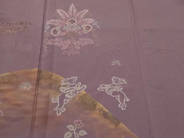 平和屋着物▽道行コート 雨コート 単衣 麻の葉地紋 葡萄鼠色 ロング