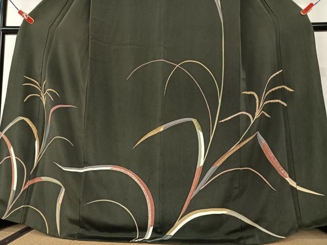 平和屋着物○訪問着 友禅 ススキ 鬼しぼ縮緬 正絹 逸品 AAAV7432zg