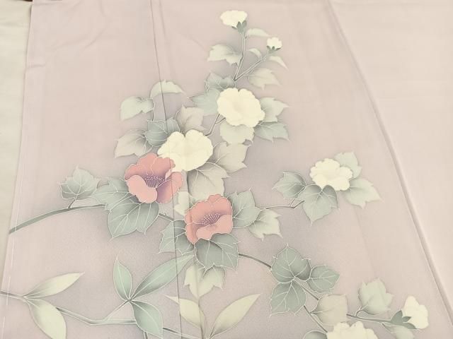 平和屋着物▽訪問着 単衣 手描き 草花文 暈し染め 正絹 逸品