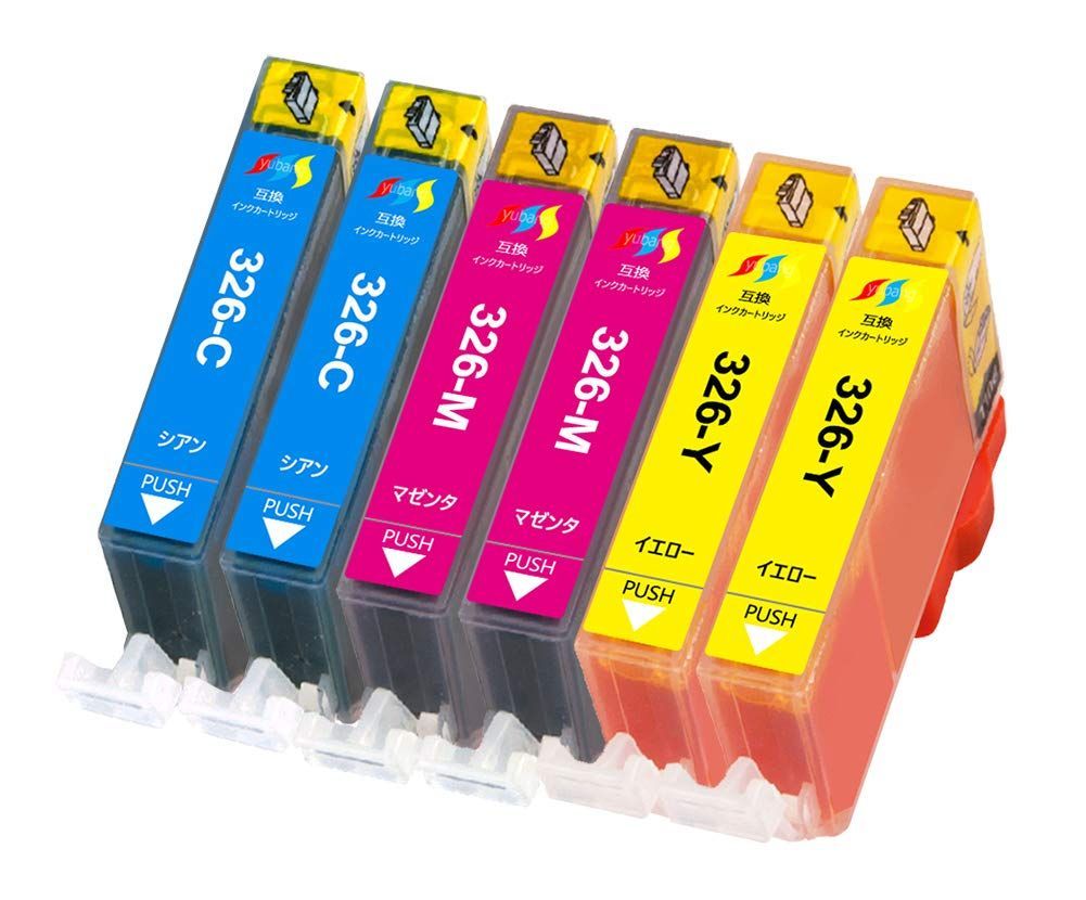 bci-326xl キヤノン用互換インクカートリッジ326 c 326 m bci-326y各2本計6個パック Canon対応プリンター機種 ...