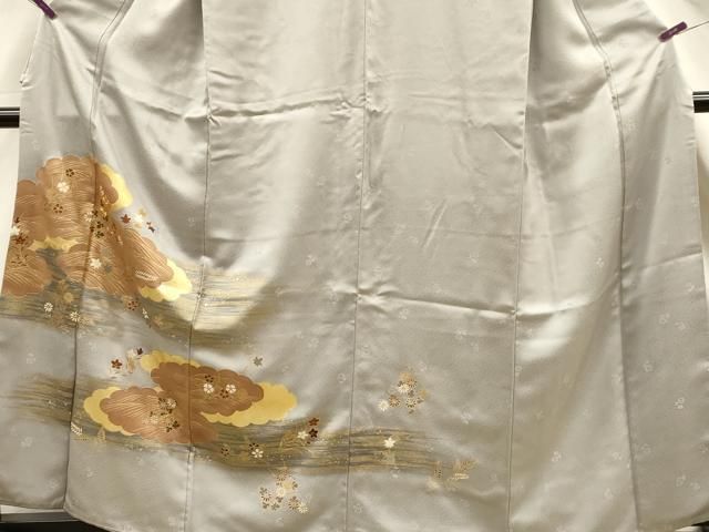 平和屋着物○訪問着 駒刺繍 雲重ね草花文 暈し染め 金彩