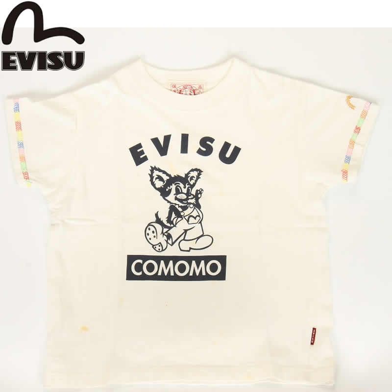EVISU JEANS USED TEE JUNIOR SIZE COMOMO TRADE MARK WHITE エヴィス ジーンズ ...