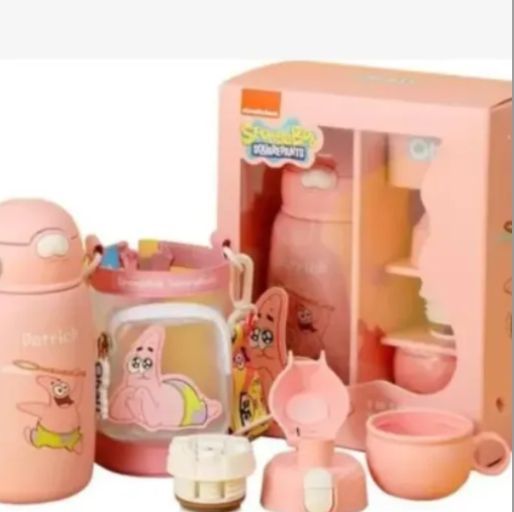 スポンジ・ボブ-ステンレスボトル 水筒 真空断熱 力 ケータイマグ 飲み口3種類 保温保冷 550ml子供用 男女兼用 ステンレス 保温カップ 可愛い 水筒 直飲み マグカップ 魔法瓶カップ ...