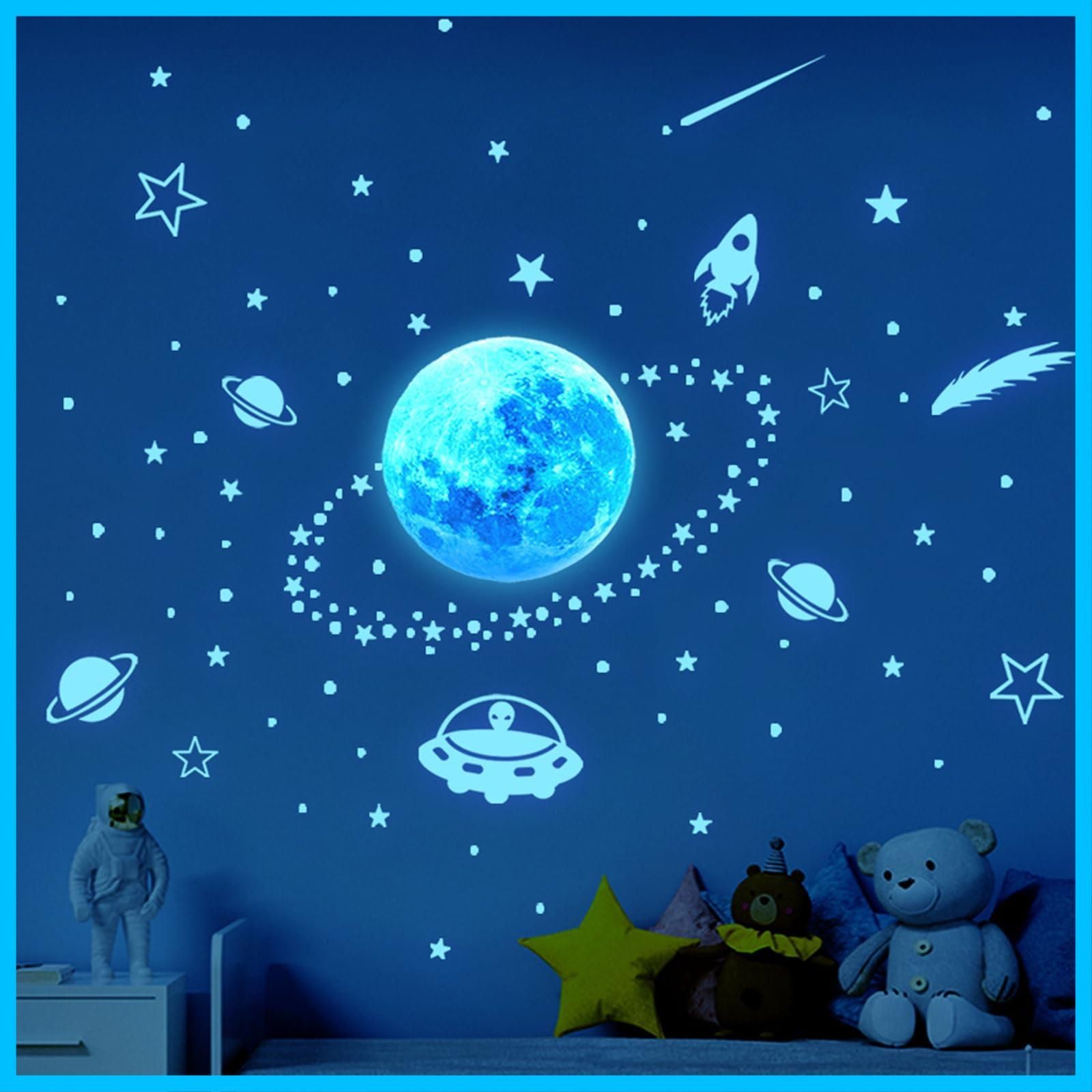 【残りわずか】ウォールステッカー おしゃれ 惑星 ブルーライト プラネット シューティングスター ウォール シール ステッカー 宇宙 星 ウォールシール 夜行 蓄光 光る壁紙 ベッドルーム ...