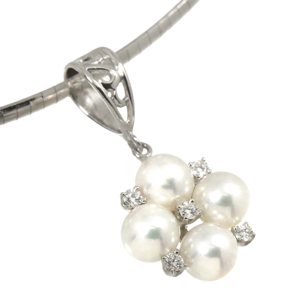 ミキモト MIKIMOTO アコヤ真珠 5.3mm ダイヤ ネックレス 38cm K18 WG ホワイトゴールド 750 パール Akoya Pearl Necklace 90286753 ...
