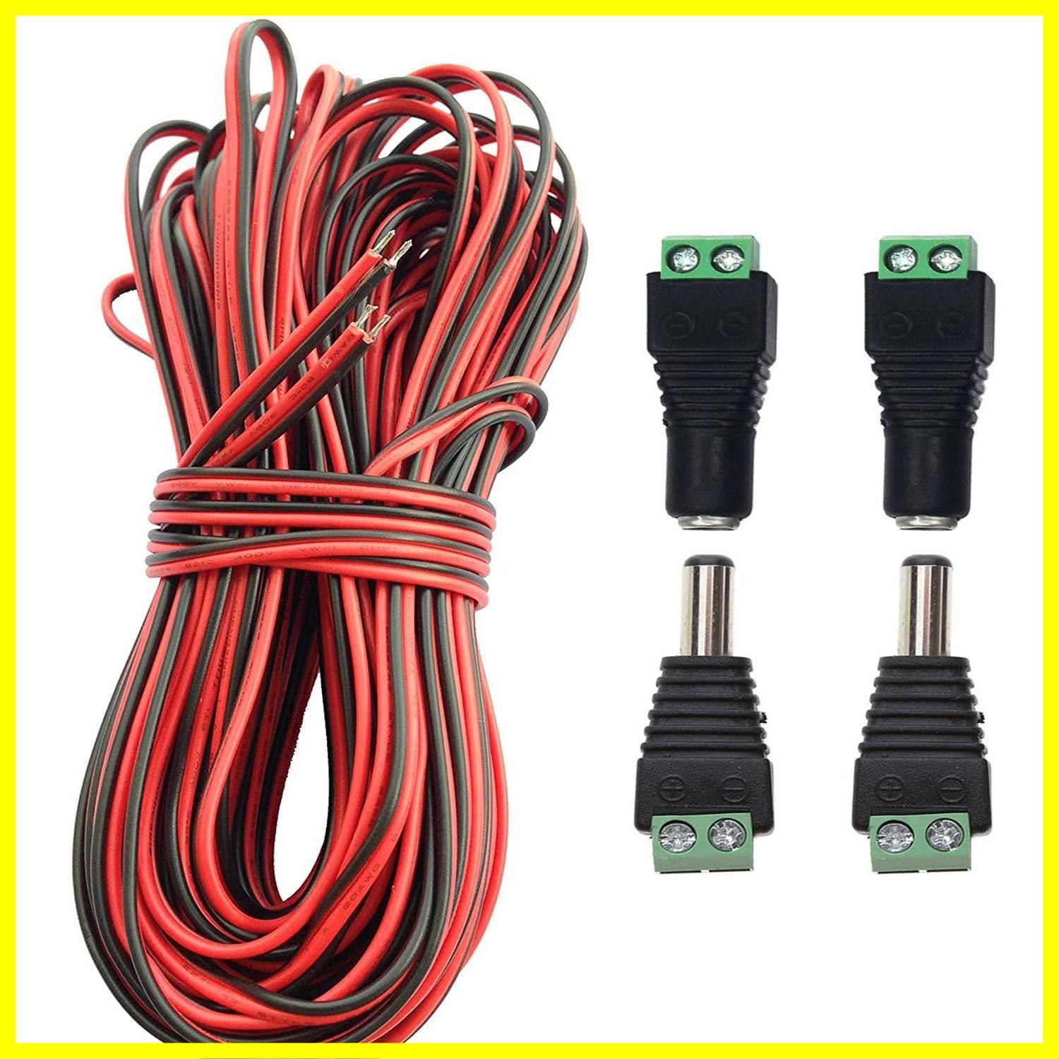 【新着商品】コネクター DC DC 2.1mm x 5.5mm 2組の + LEDストリップライト接続ケーブル 2Pin 低電圧電気器具 ...