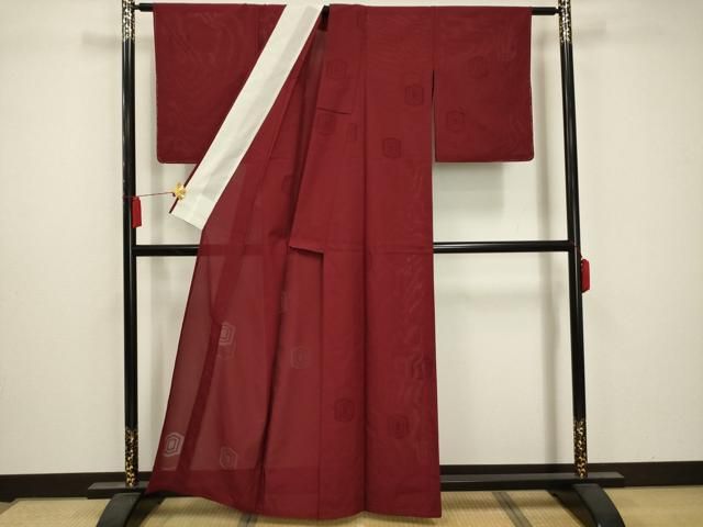 平和屋着物＊夏物 色無地 絽 芝紋紗 葡萄茶色 洗える着物 AAAZ2010st