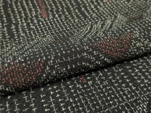 平和屋着物▽お召 単衣 幾何学文様 正絹 逸品 AAAT7104iu 平和屋着物