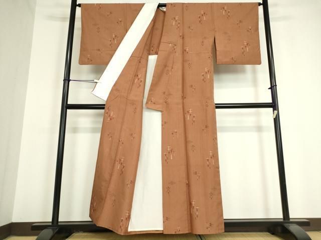 平和屋着物▽本場琉球紬 単衣 手織 正絹 逸品 AAAZ1512fy