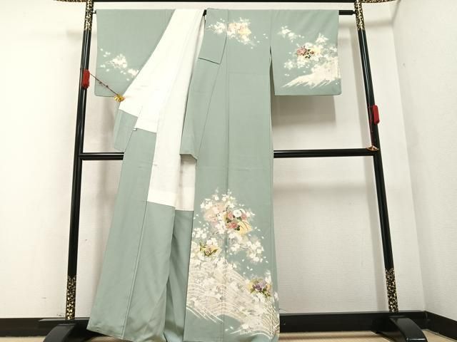 平和屋着物○訪問着 地上立浪枝花文 金銀彩 正絹 逸品 AABA5277ph