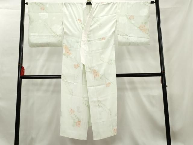 平和屋着物○長襦袢 無双仕立て 片輪車雲取り立波花地紋 洗える