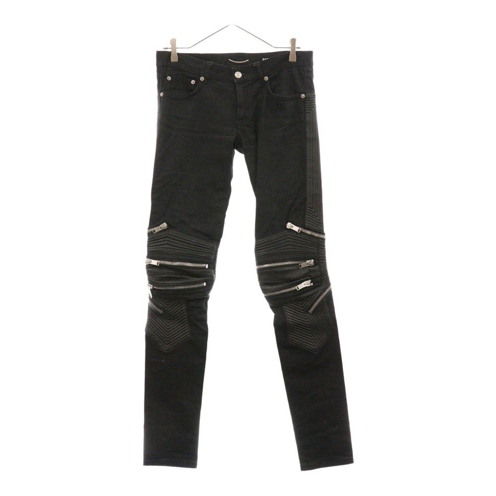 SAINT LAURENT PARIS (サンローランパリ) Biker Pants レザー切り替えし バイカーデニムパンツ 334387 ...