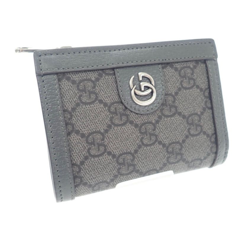 【中古Aランク】GUCCI GGコインウォレット 760238 二つ折り財布 GGスプリームキャンバス レザー グレー メンズ レディース ...