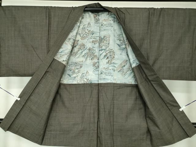 平和屋着物○男性 本場大島紬 アンサンブル 長羽織 100亀甲 総詰め