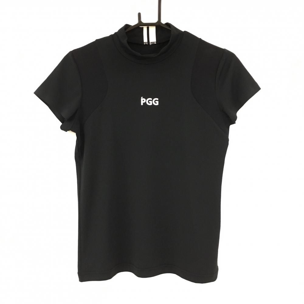 【美品】PGG パーリーゲイツ 半袖ハイネックシャツ 黒×白 一部メッシュ レディース 1(M) ゴルフウェア 2022年モデル PEARLY ...