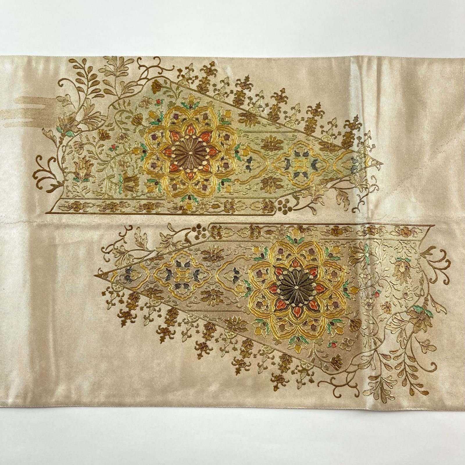 リユース帯 袋帯 金 フォーマル 織り 引き箔 盛り金 宝相華文様 リユース帯 袋帯 金 フォーマル 織り 引き箔 盛り金 宝相華文様