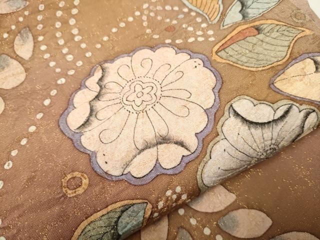 平和屋着物○太鼓柄袋帯 作家物 絞り 辻が花 金通し地 正絹 逸品