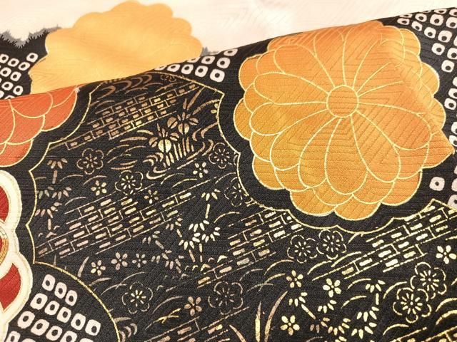平和屋着物○豪華振袖 駒刺繍 雪輪花文 金彩 正絹 逸品 AABC0621ph