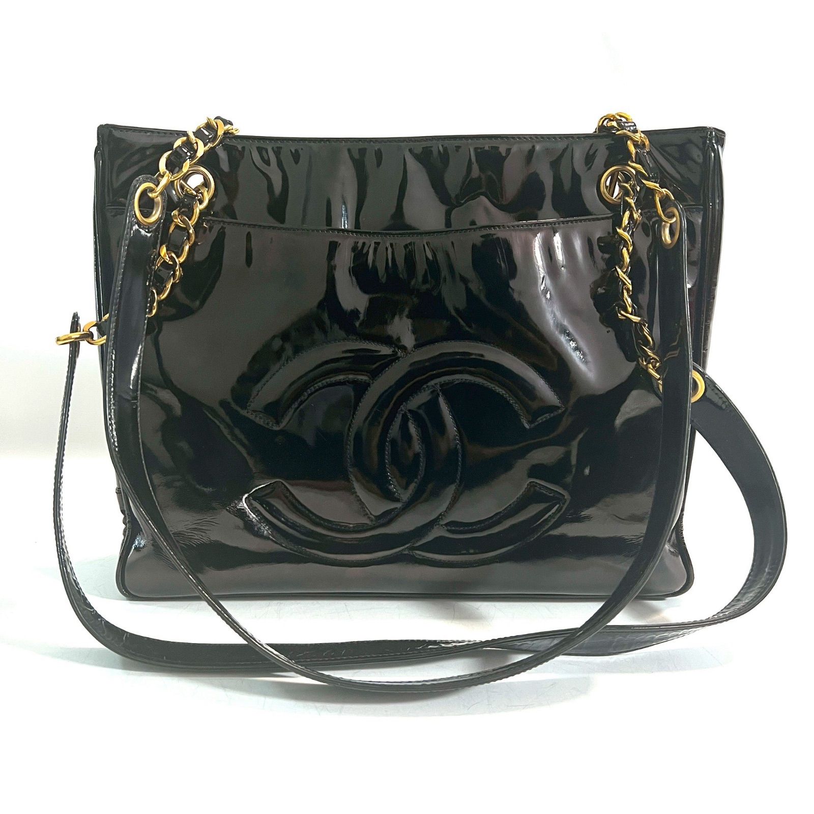 CHANEL シャネル ショルダーバッグ トート チェーン パテント CHANEL シャネル ショルダーバッグ トート チェーン パテント