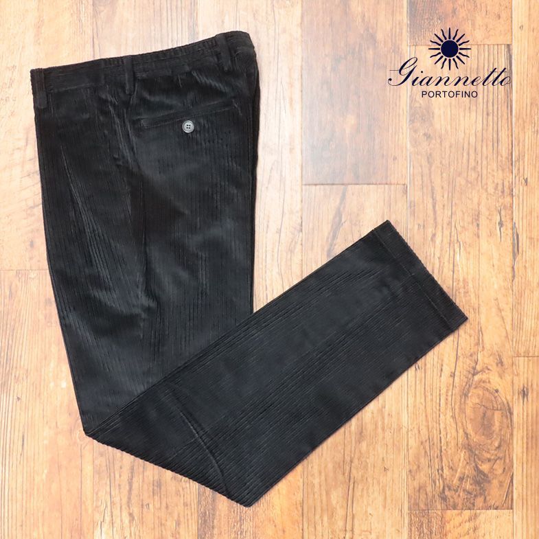 秋冬/GIANNETTO/48サイズ/美脚パンツ ERIK しっとりコーデュロイ 伸縮 無地 イタリア製 上品 きれいめ 新品/黒/ブラック/jd556/ - メルカリ