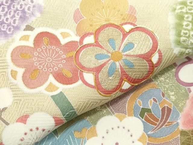 平和屋着物○訪問着 作家物 駒刺繍 絞り 草花文 金彩 正絹 逸品