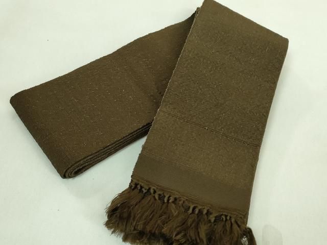 平和屋本店■極上　男性　角帯　手織　琵琶糸帯　海松茶色地　共箱付き　逸品　DZAA7461kh5 平和屋本店□極上 男性 角帯 手織 琵琶糸帯 海松茶色地 共箱付き 逸品