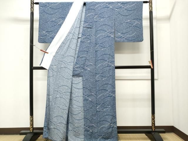 平和屋着物▽小紋 単衣 間道 洗える着物 AAAZ0012zg