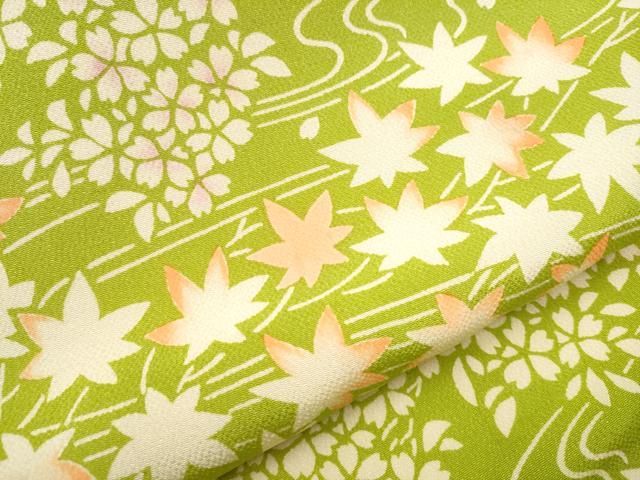 平和屋着物○九寸名古屋帯 型染め 流水花文 正絹 逸品 CAAY9632hy