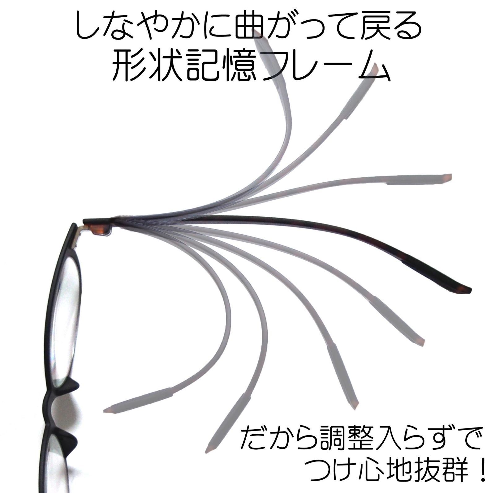 【在庫セール】度数+2.00 デミ (colorfulook ブラック 軽量 ブルーライトカット 形状記憶 老眼鏡 フレーム) おしゃれ 5561-20 メイガン - メルカリ