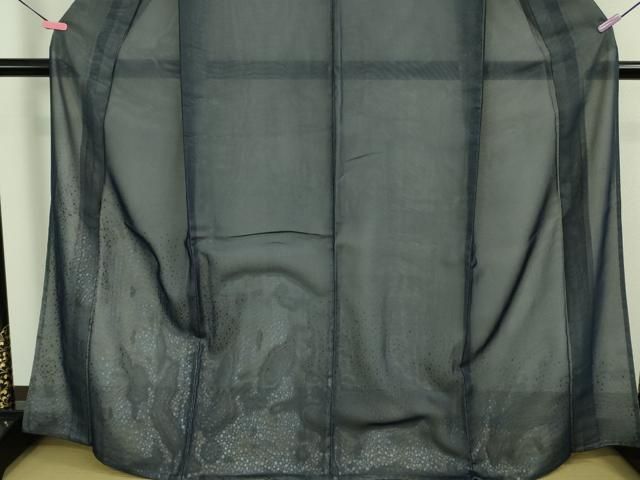 平和屋着物□極上 訪問着 無双 紗袷 紗×絽 霰文 紺色地 金銀彩 逸品