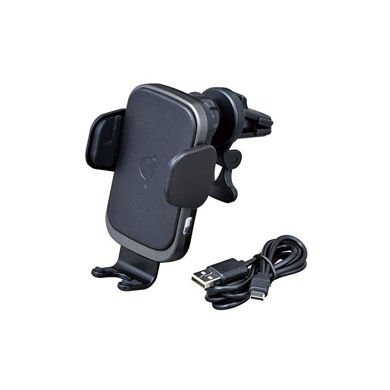 【新品】 セイワ(SEIWA) 車内用品 Qi ワイヤレス充電器 ホルダー iPhone スマートフォン ブラック D585 自動開閉 360度回転 スマホ エアコン取り付け 5W/7.5W ...