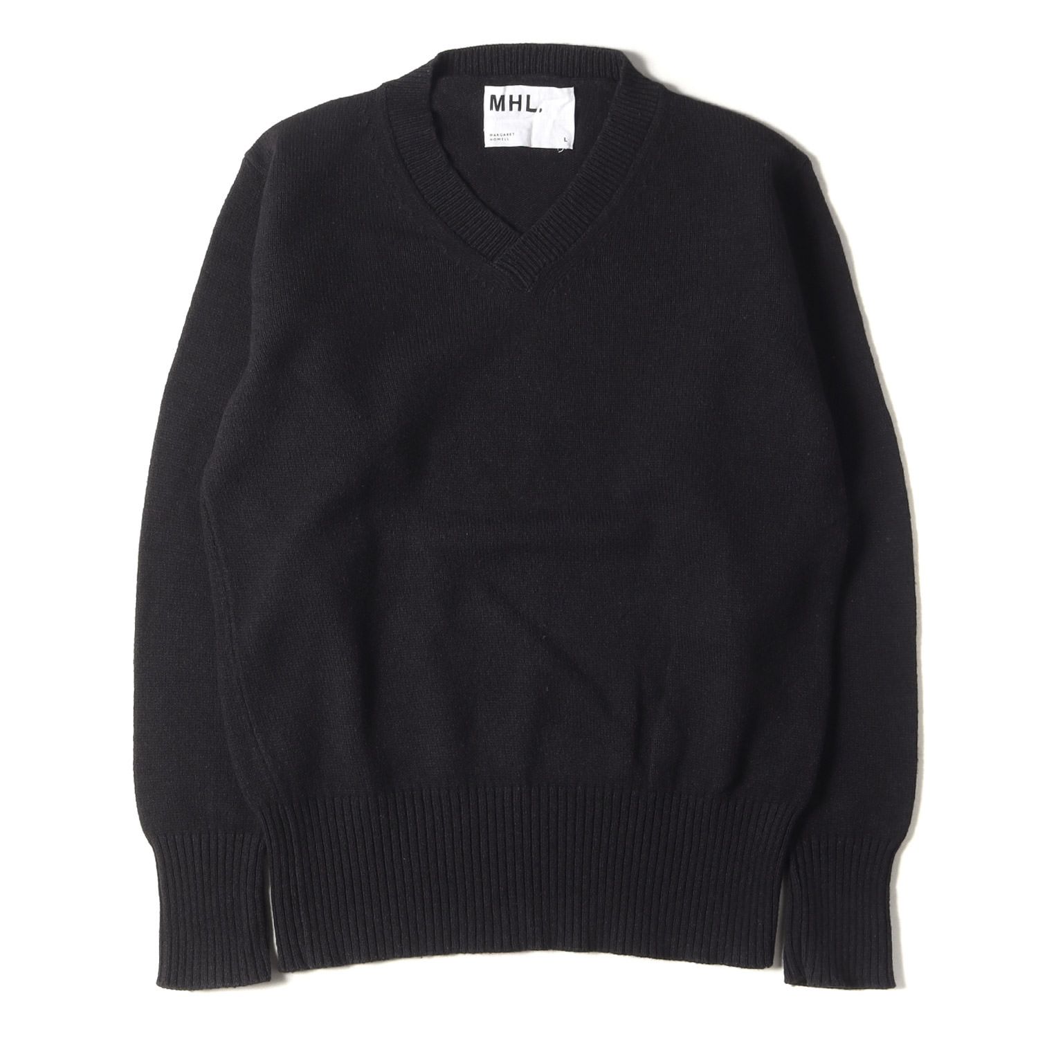 MARGARET HOWELL マーガレットハウエル ニット サイズ:L 18AW Vネック ミドルゲージ ウール コットン ニットセーター ...