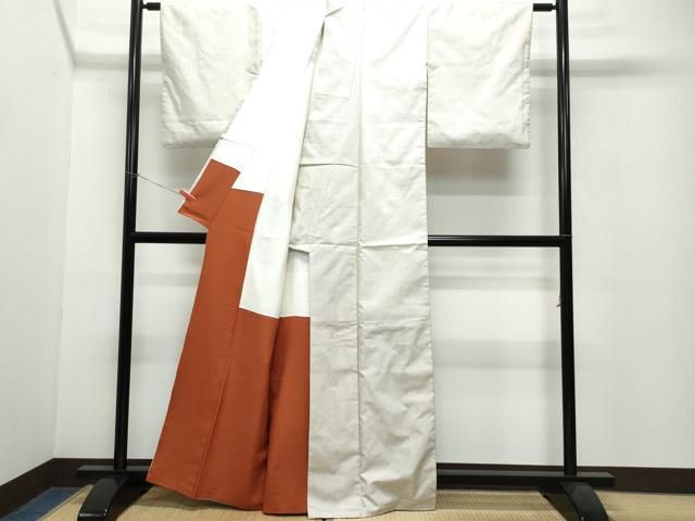 平和屋着物○本場大島紬 白大島 7マルキ 麻の葉文様 正絹 逸品