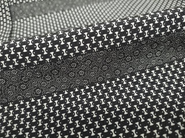 平和屋着物●江戸小紋　横段草花文　黒地　正絹　逸品　DAAV4967ud 平和屋着物○江戸小紋 横段草花文 黒地 正絹 逸品 DAAV4967ud