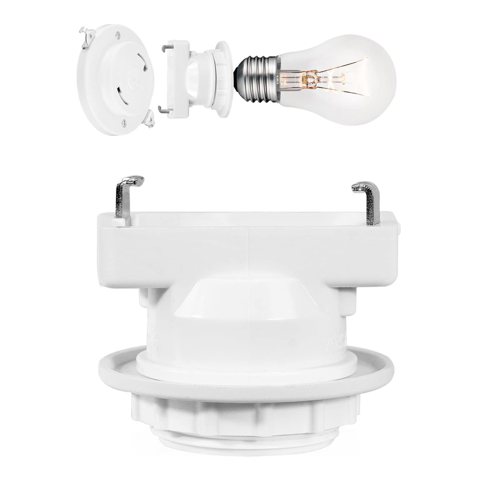 Pispoer|E26口金変換アダプタ|角型引掛ランプソケット|E26口金対応|角型引掛シーリン|電球ソケット|工事不要 取り付け簡単|PSE認証|白い|1個セット| - メルカリ