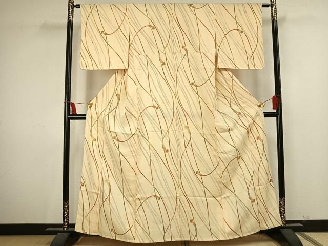 平和屋着物○螺鈿工芸作家 佐野正喜 色無地 飛鳥地紋 墨色 正絹 逸品