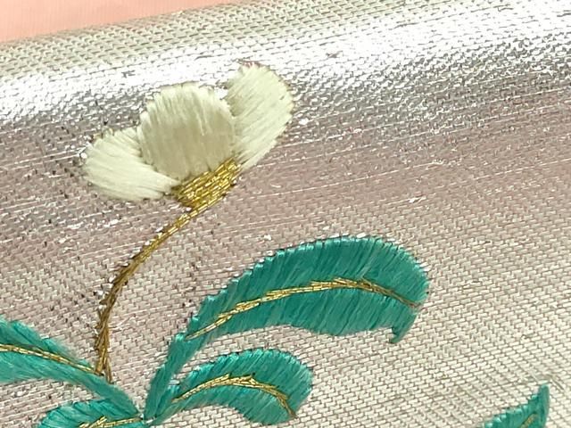 平和屋着物□極上 九寸名古屋帯 総刺繍 てんとう虫 クローバー 金銀糸