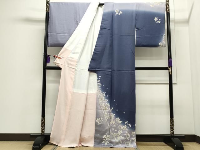 平和屋着物○訪問着 久保忠男 草花文 暈し染め 金通し地 正絹 逸品