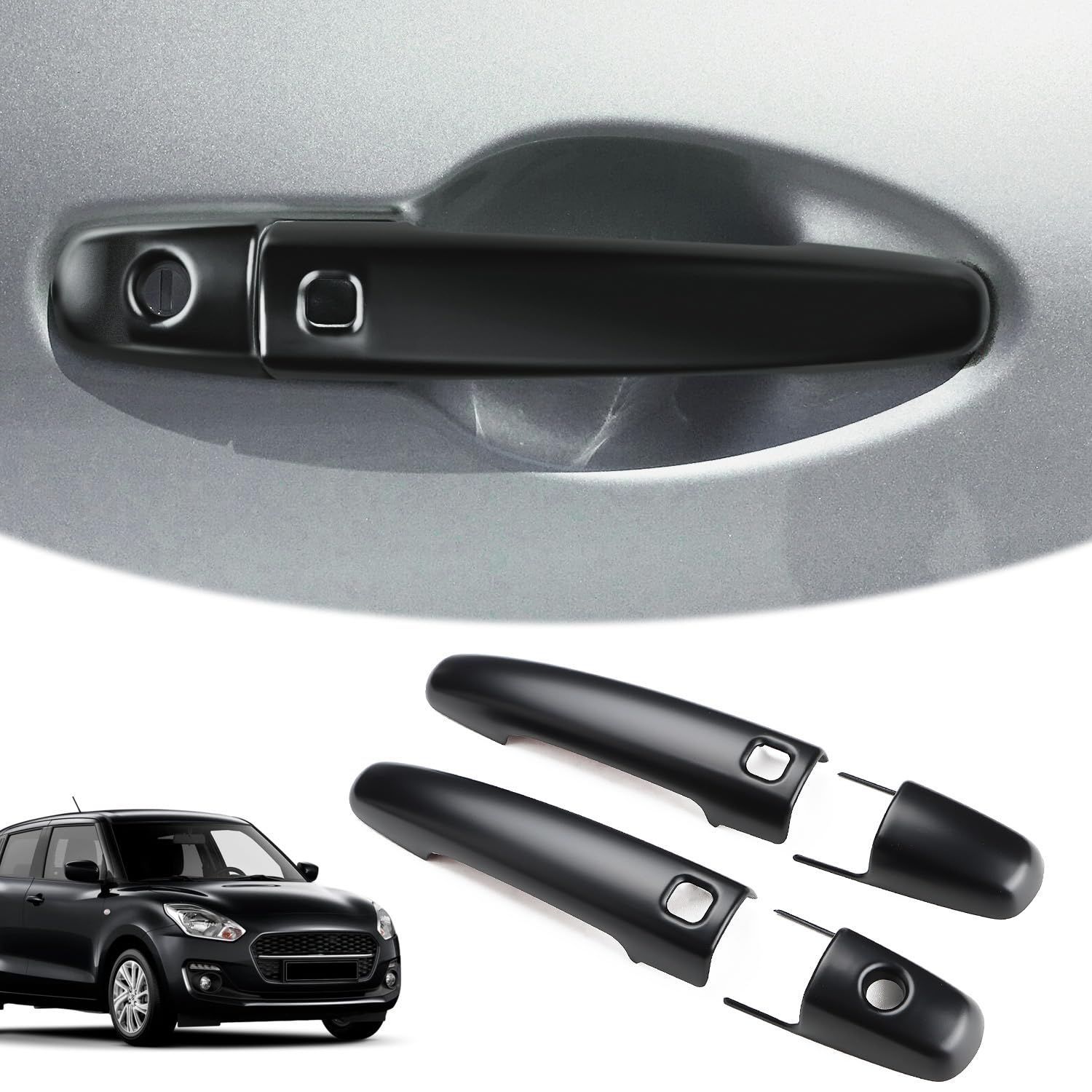 新品 MARCHFA【スズキ スイフト＆スイフトスポーツ】4代目（2016年 - 2023年）専用 ドアノブカバードアハンドルガーニッシュセット ドアハンドルカバー アクサセリー ブラック ...