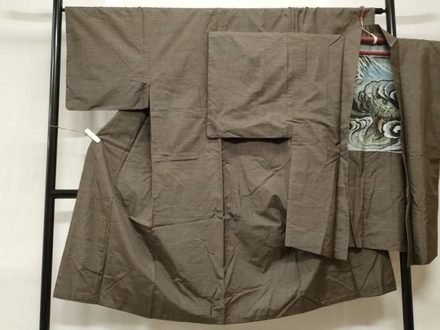 平和屋着物●男性　紬　アンサンブル　長羽織　色無地　百入茶色　正絹　逸品　未使用　DAAS3077ps 平和屋着物○男性 紬 アンサンブル 長羽織 色無地 百入茶色 正絹 逸品